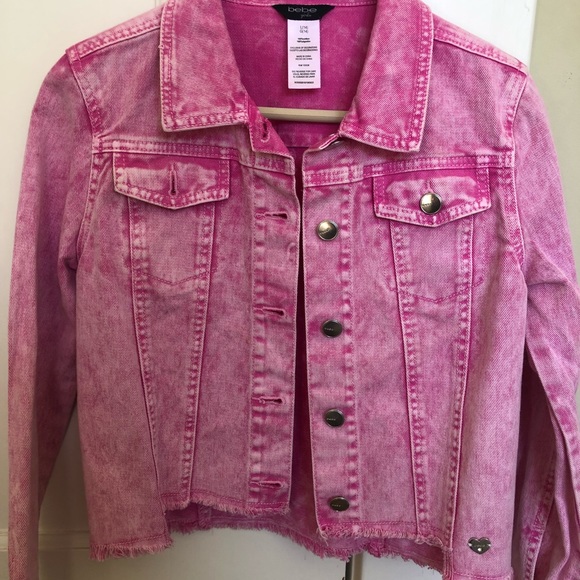 bebe | Jackets & Coats | Bebe Girls Pink Acid Wash Denim Jacket | Poshmark